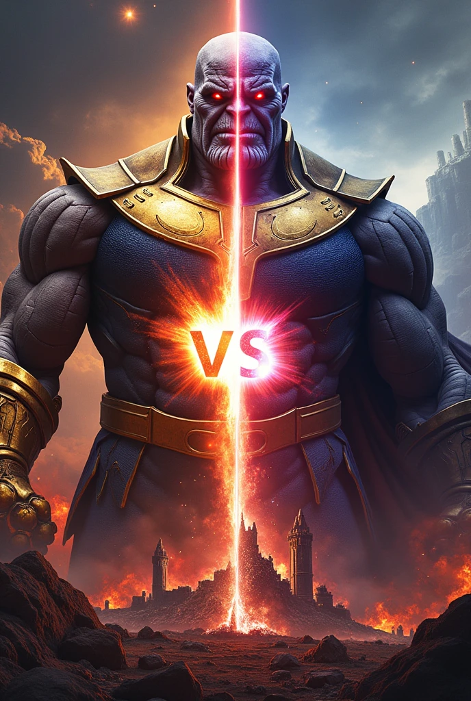 Digitally created image split vertically down the middle, featuring ...