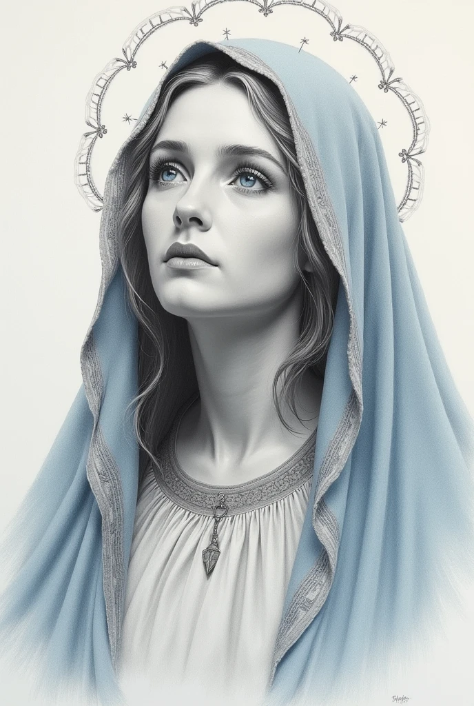 Saint mary portrait drawing style - SeaArt AI