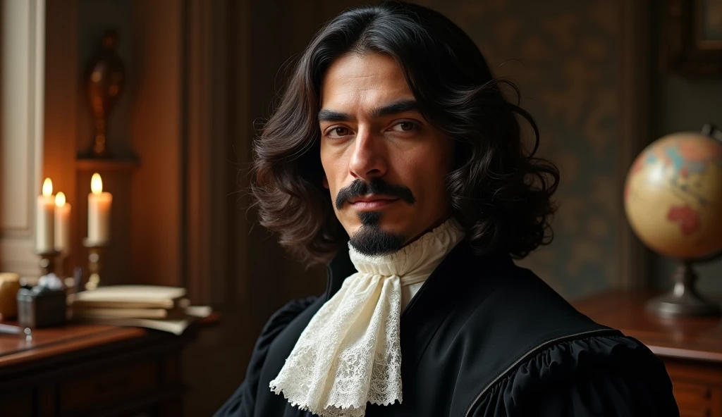 A hyperrealistic portrait of René Descartes, the 17th-century French ...