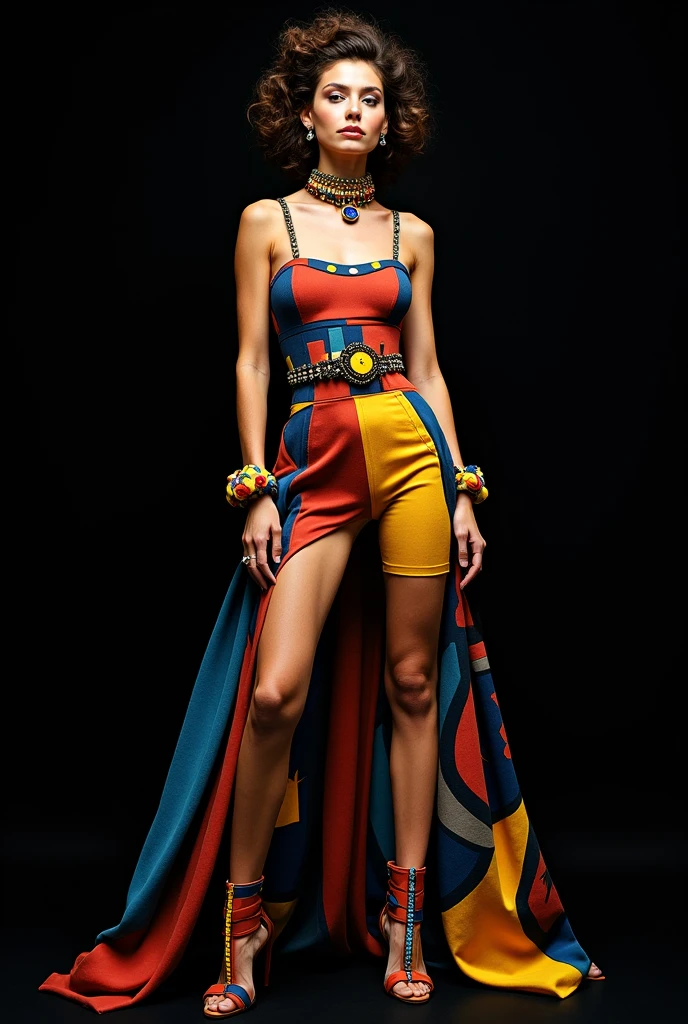 Model in a gorgeous creative outfit with matching cubist accessories ...