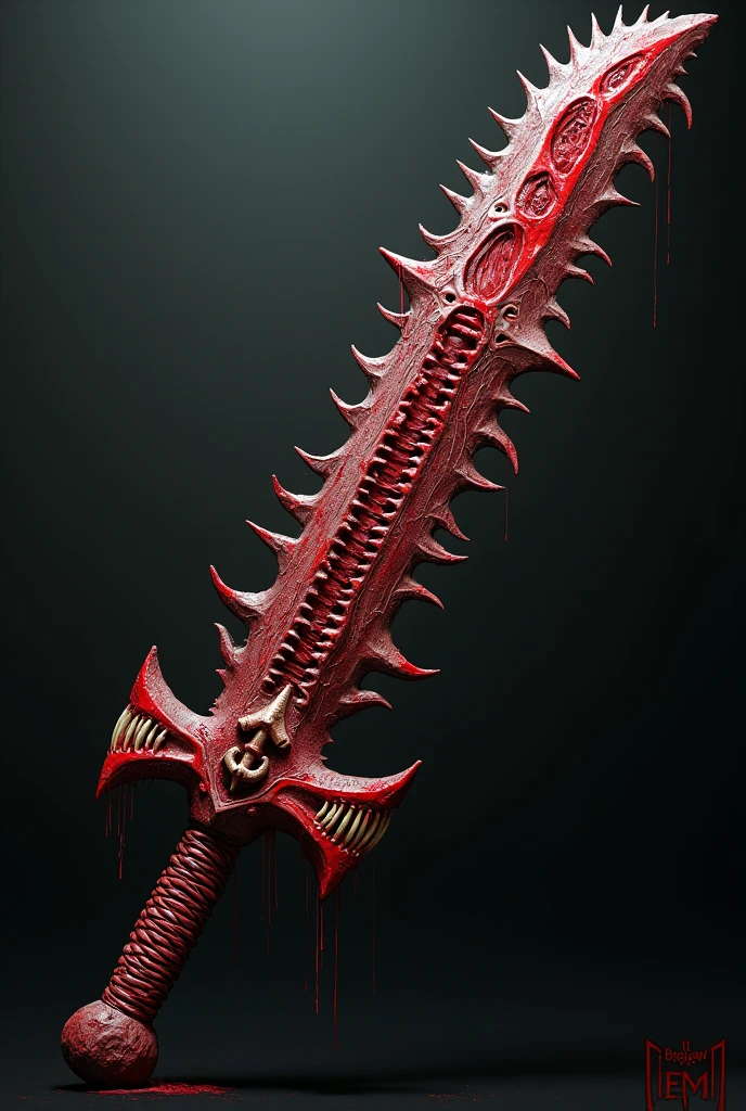 Brutal Chainsaw sword Made out of human muscle, veins, and human teeth ...