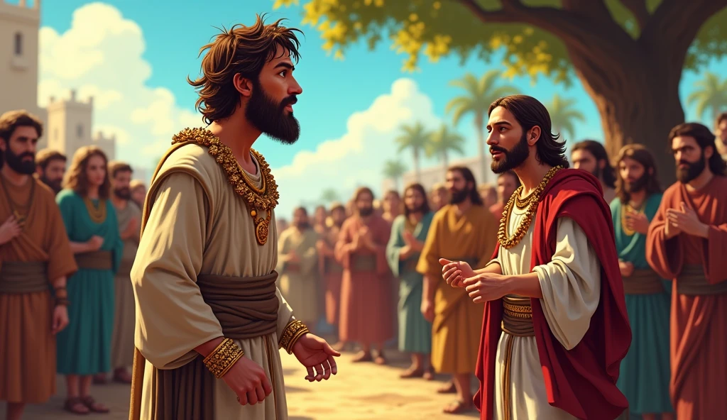 Zacchaeus, ((Man of short stature, 30 years old, beard, messy hair ...