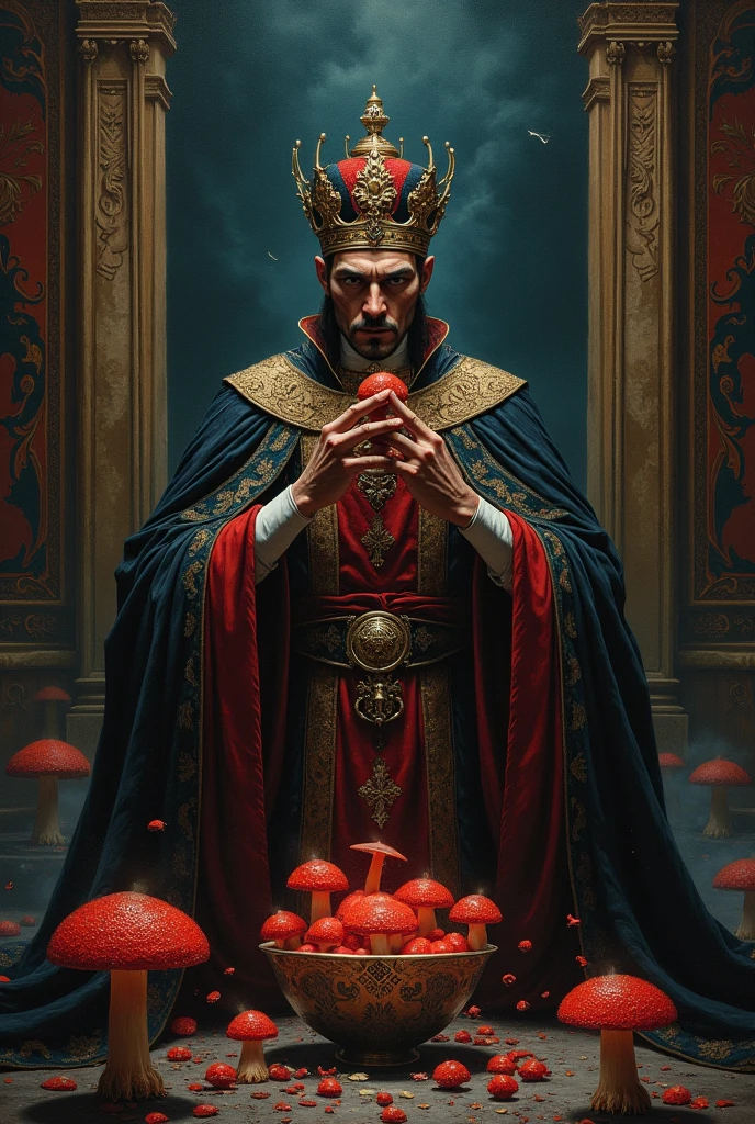 Gothic paintings of an emperor eating Gogumelos - SeaArt AI