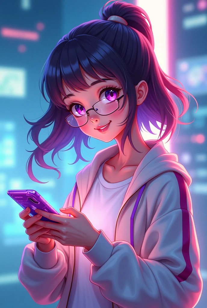 Ana with current anime phone - SeaArt AI