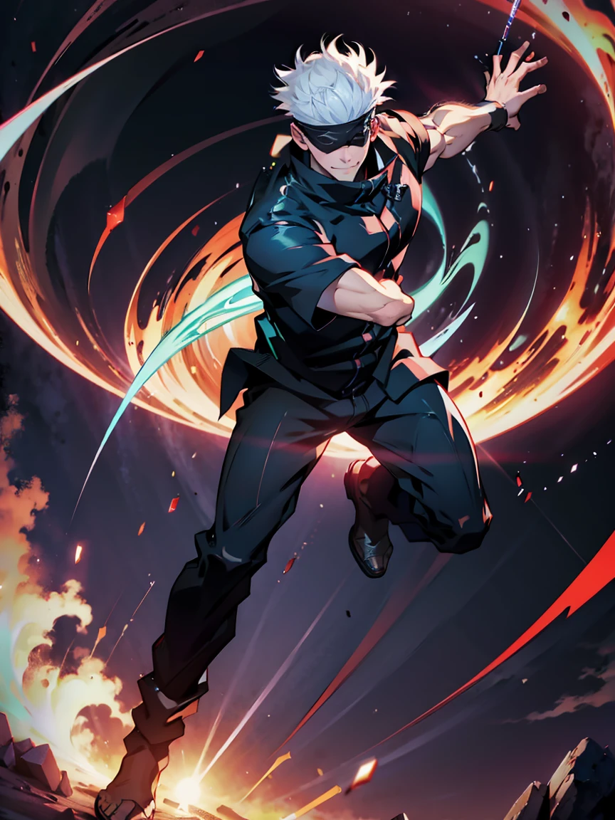 1boy, full body shot, perfect fingers, satoru gojo, blindfold - SeaArt AI