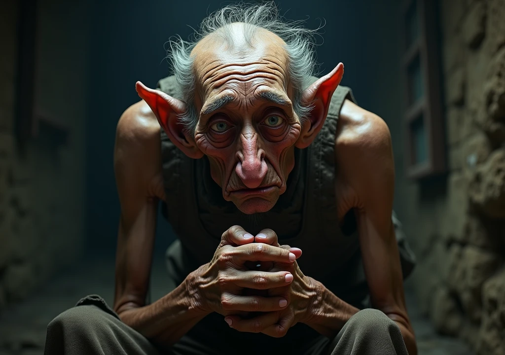 Hunchback old man pretending to cry - SeaArt AI