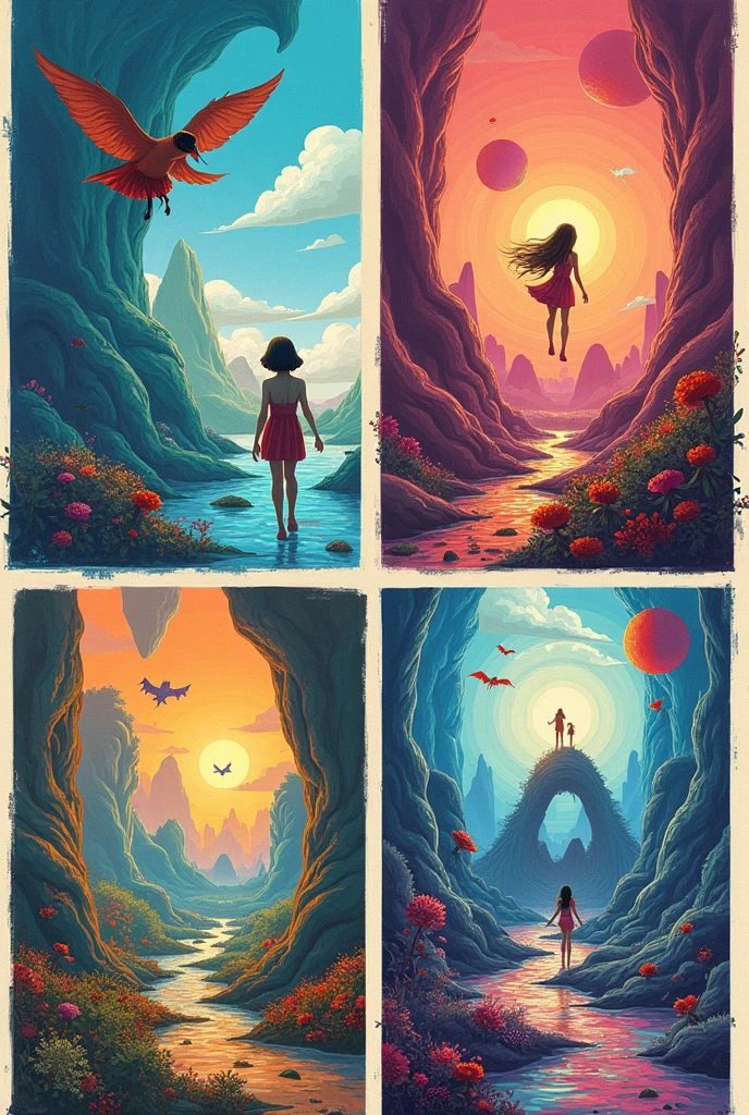 The Four Color Journeys , 4 drawings - SeaArt AI