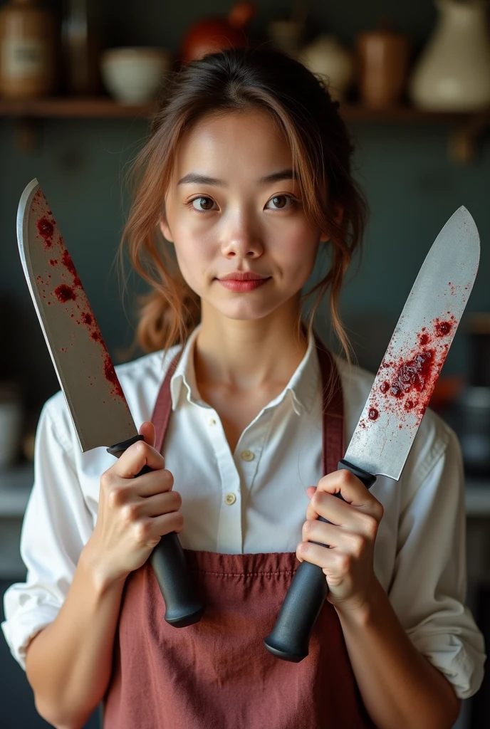 " Image of a 22-year-old woman , Butcher , with light brown and smooth ...