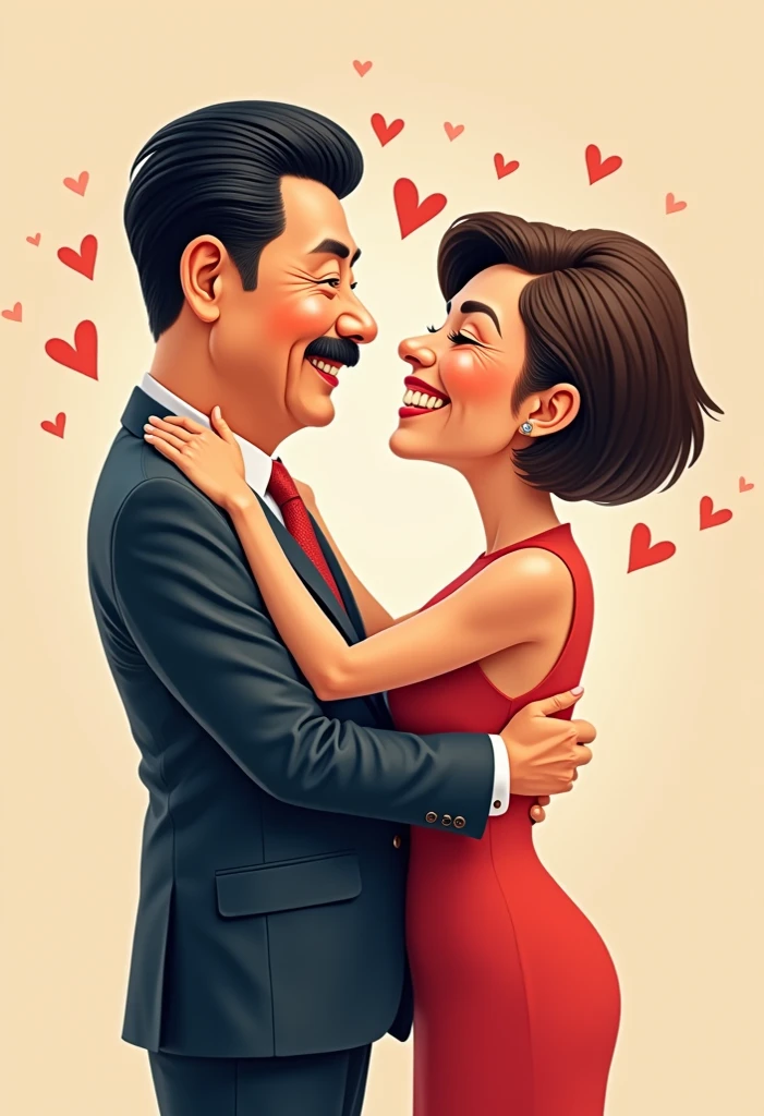 Xi JinPing kissing Claudia Sheinbaum cartoon style - SeaArt AI