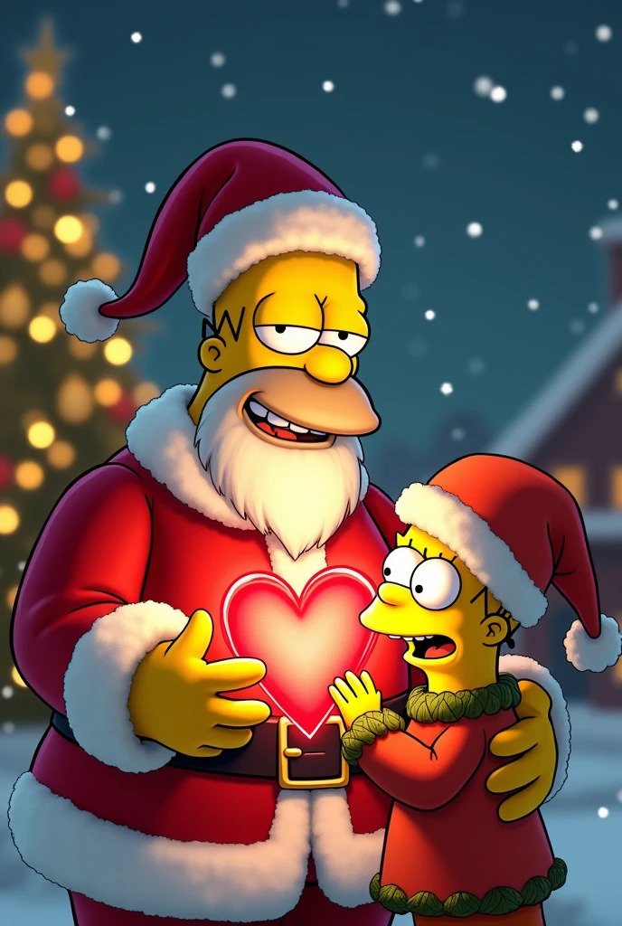 Create Homer dressed as Santa Claus holding a Christmas heart with Mart ...