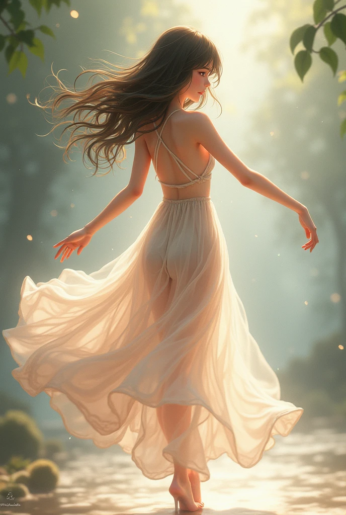 Anime woman dancing without clothes - SeaArt AI