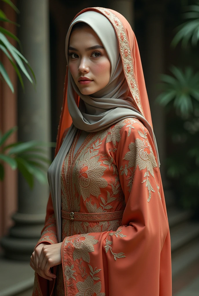 One Beautiful Malay women in inner hijab in fully long hijab wear A ...