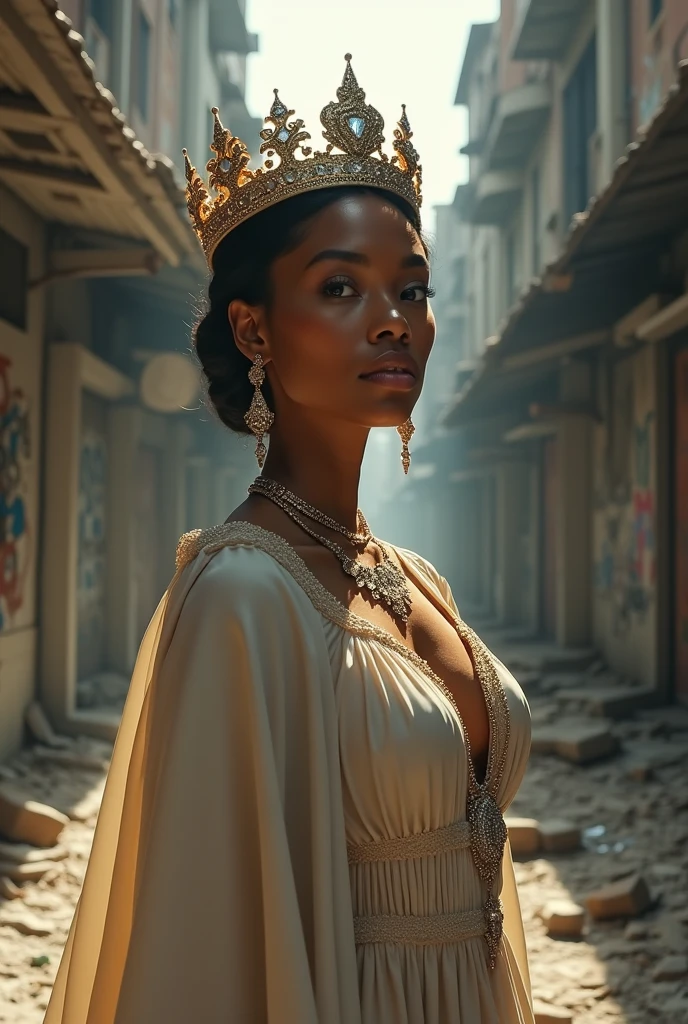 Biracial light skin crowned queen from the hood - SeaArt AI