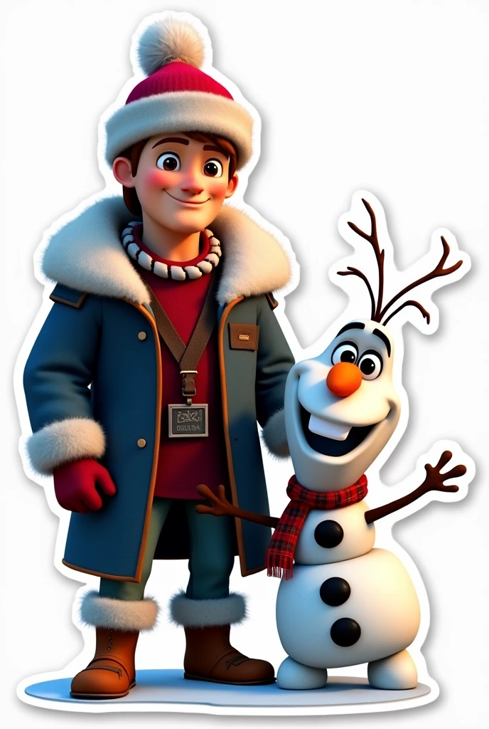 Стикер на белом фоне CREATE boy Kristoff Bjorgman and снеговик Olaf ...