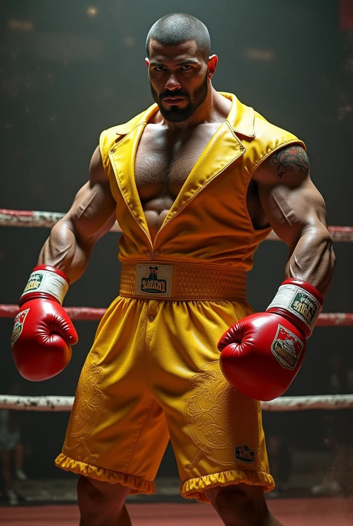 A boxer Oaxaca cheese with red gloves - SeaArt AI