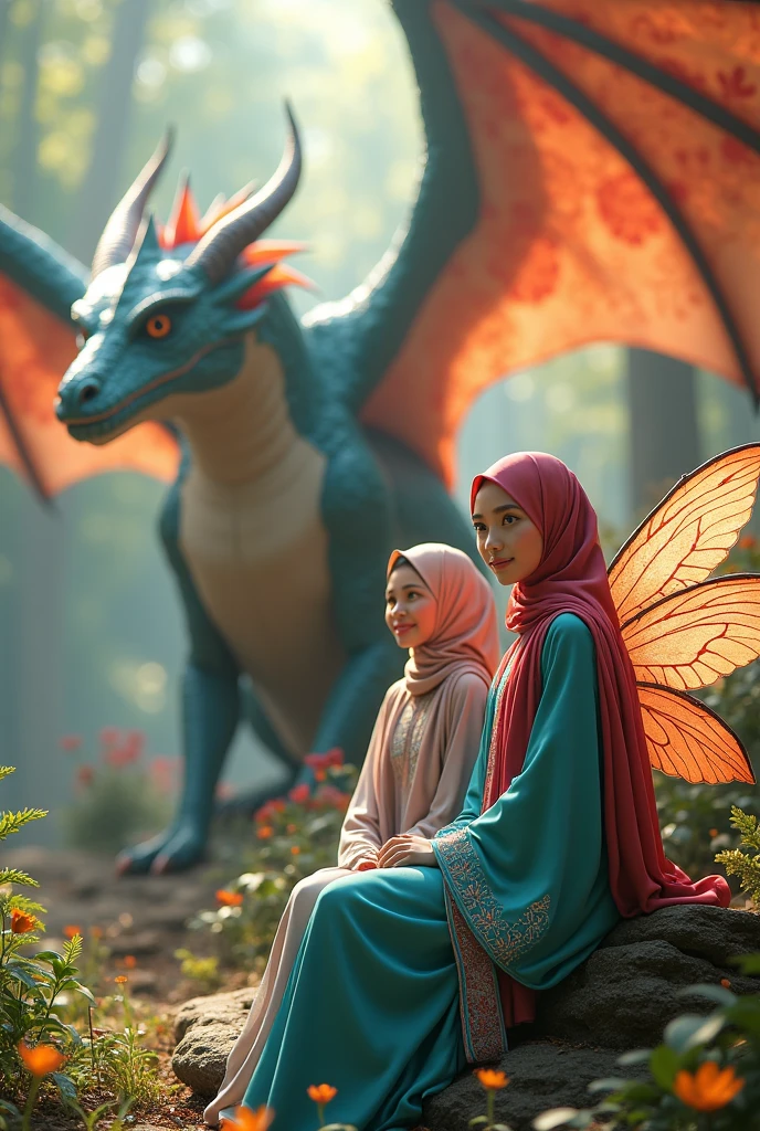In a vibrant scene inspired by Midjourney, (with a huge dragon - SeaArt AI