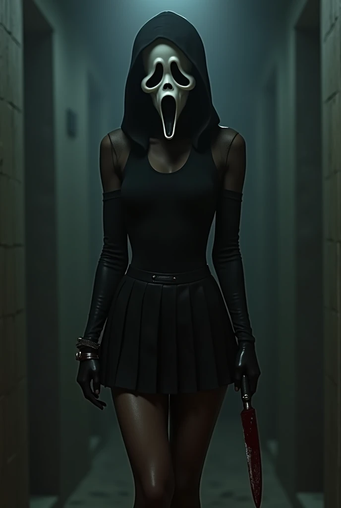 A female version of ghost face in the movie scream that uses leotards ...