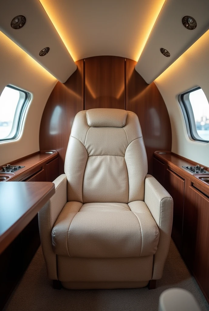 Private jet big comfortable seat with the adras ikhat headrest cover ...