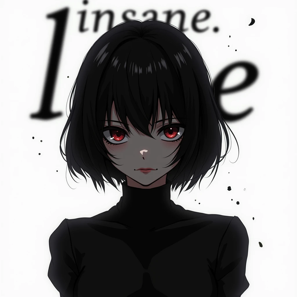 Waifu with a dark style and short hair, more white background and in ...