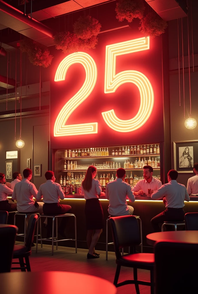 Create a human bar with the letters CRBV 25 and that everyone has the ...