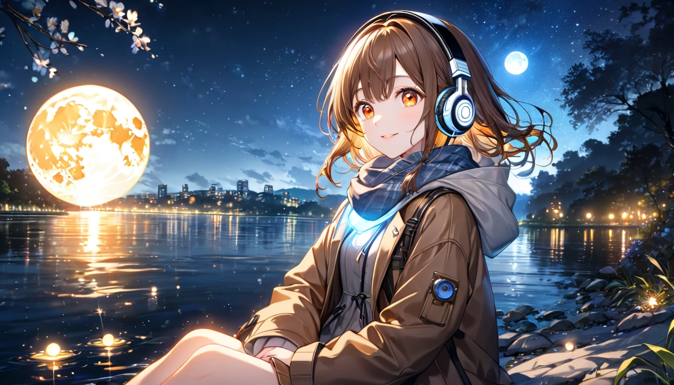 Background：Quiet riverside、 full moon light shines on the surface of ...