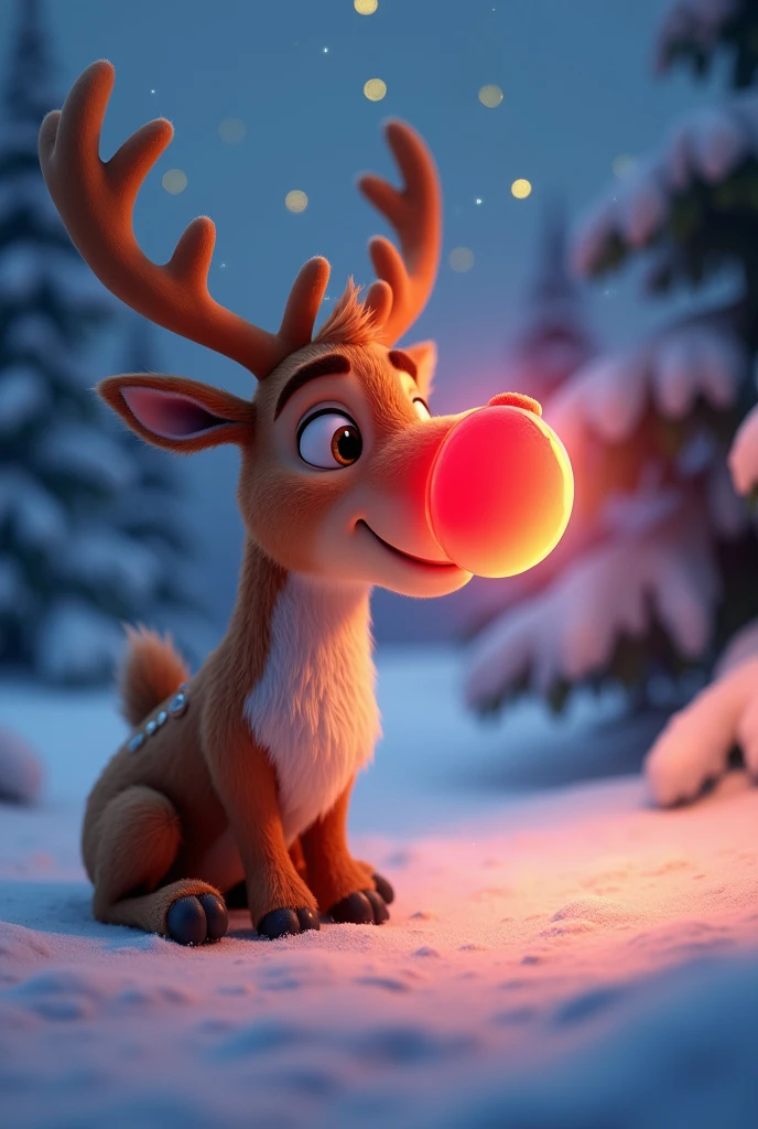 Give me an image where Rodolfo the Reindeer can see the brightness of ...
