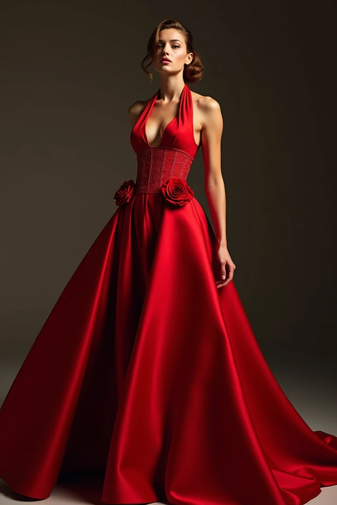 Halter Neckline Sleek. Corset Back: Adjustable and fitted, with ...