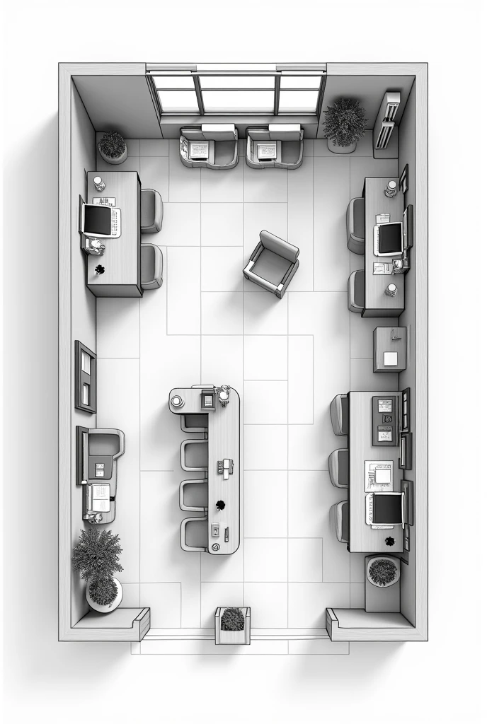 create the architectural plan seen from above of this office - SeaArt AI