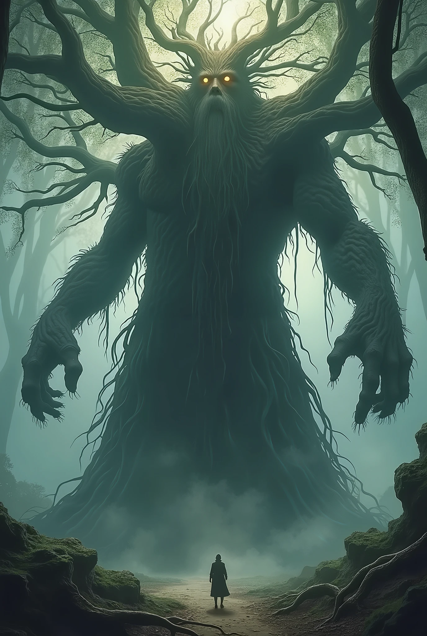 Arafed image of a man standing in front of a giant tree - SeaArt AI