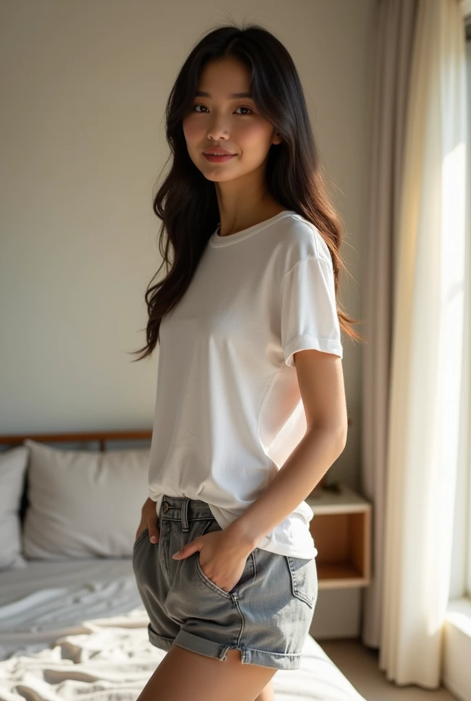 Realistic photograph of a full body of beautiful slender woman - SeaArt AI