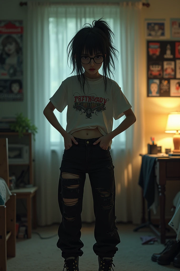 Nerdy Emo girl wearing humiliating granny panties - SeaArt AI