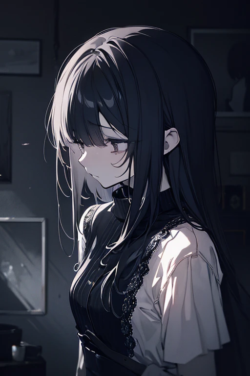 A sad and depressed girl, melancholy expression, looking down - SeaArt AI