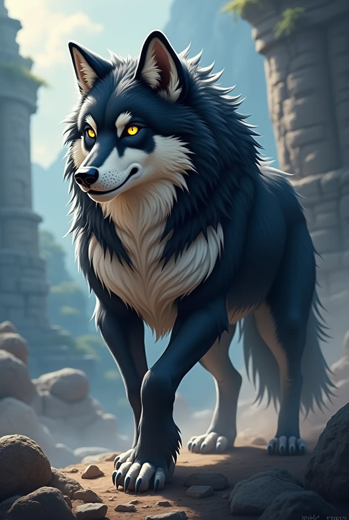 Animated Wolf half black half white awesome loyal mythological logo ...