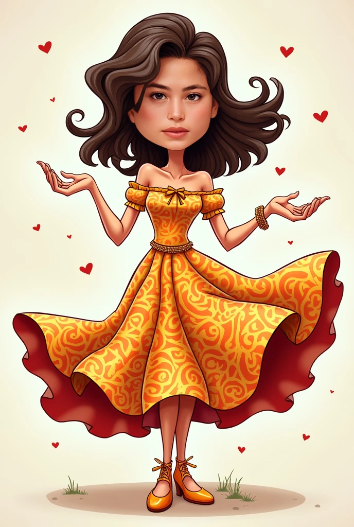 A woman in a dress, cartoon style caricature - SeaArt AI