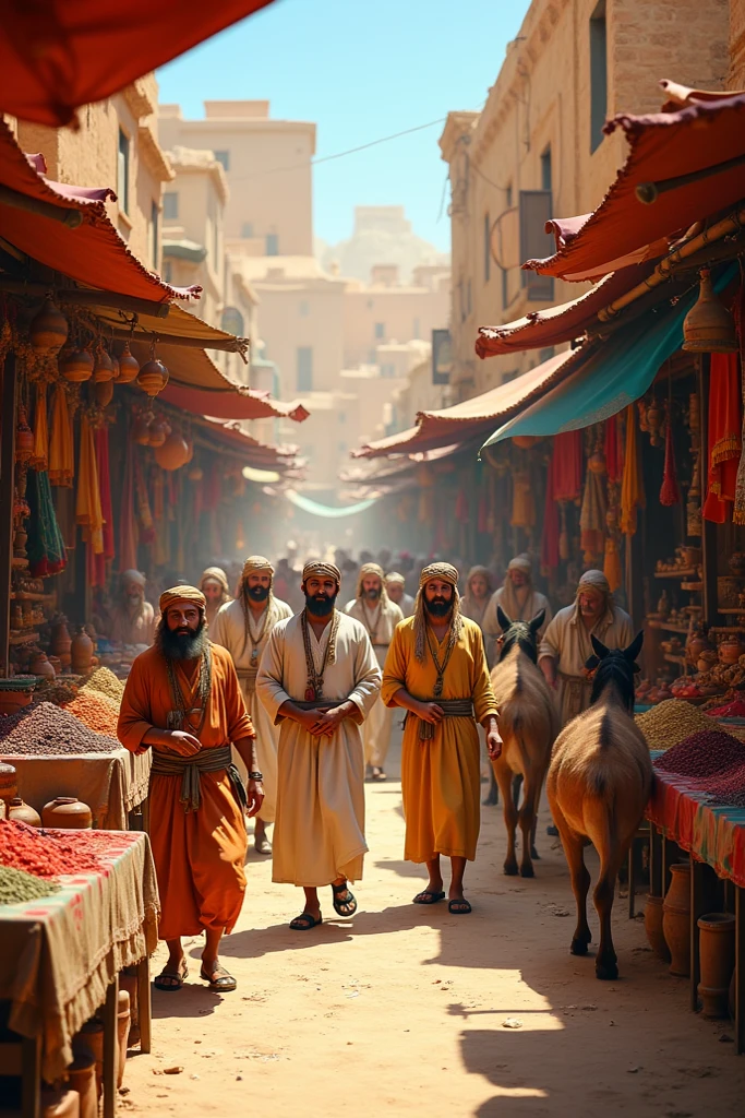 Bazaar Merchants "A bustling Egyptian marketplace filled with vendors ...
