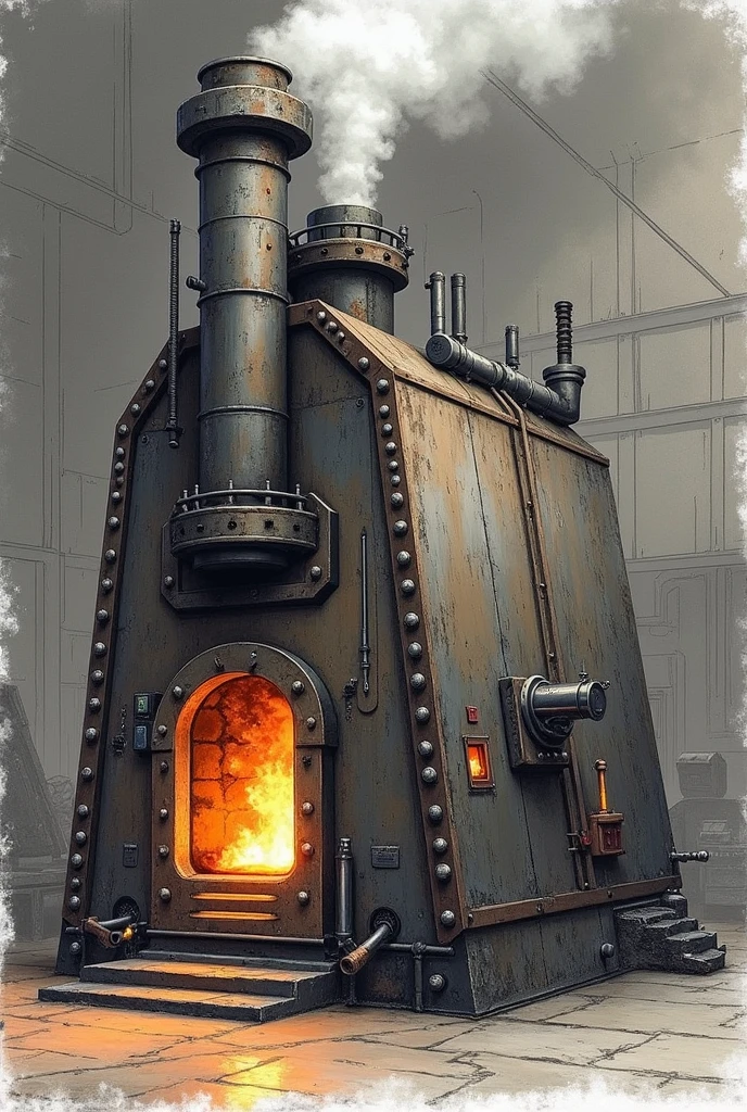 Metal furnace in drawing - SeaArt AI