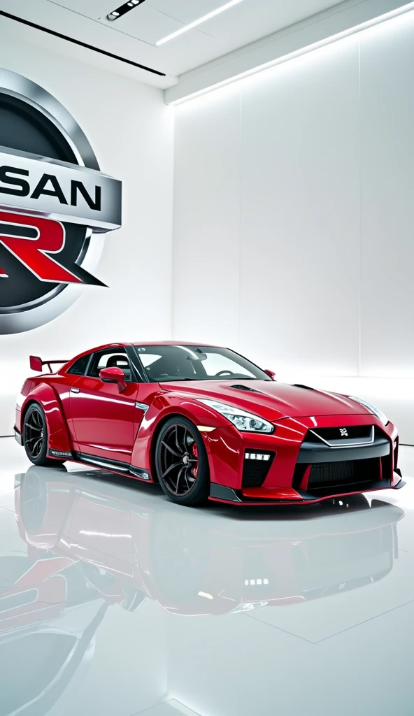 Side 2025 Nissan GT -R R-36 Nismo in red color standing in white ...