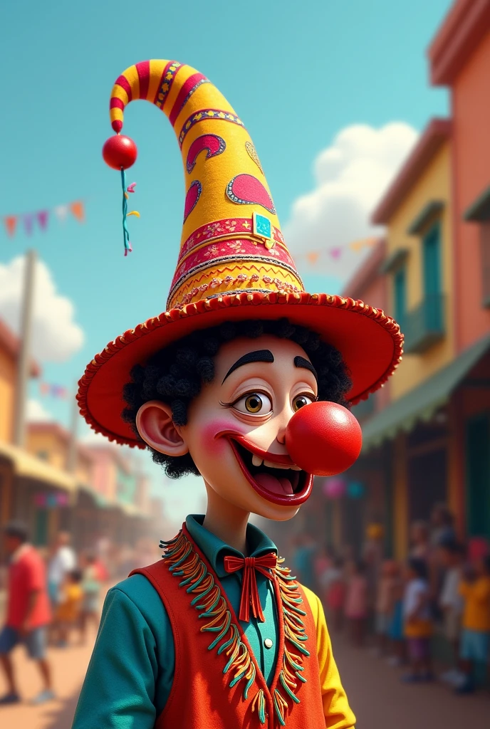 Create an image of a buffoon hat for a Uruguayan-style murga that has a ...