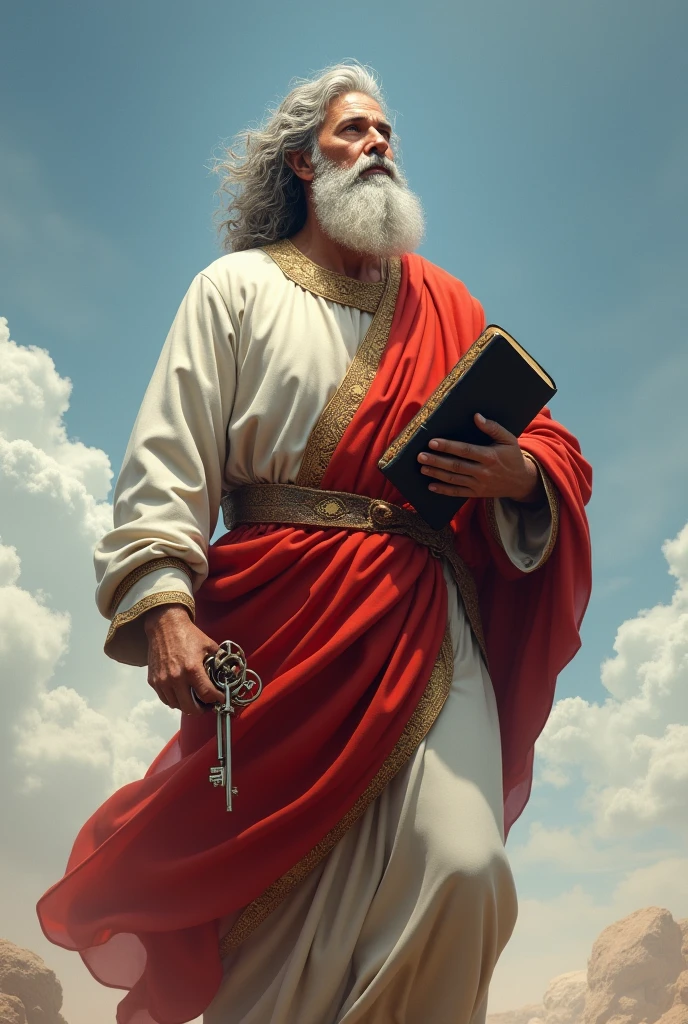 biblical image of Saint Peter with messy gray hair and a thick beard ...