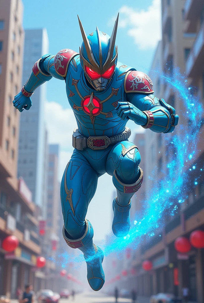 Kamen Rider Poison。Fight with the power of potions 。light blue - SeaArt AI