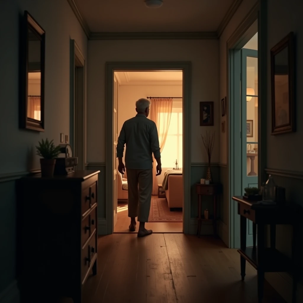 One night, after dinner, Manish going to his room to sleep. - SeaArt AI