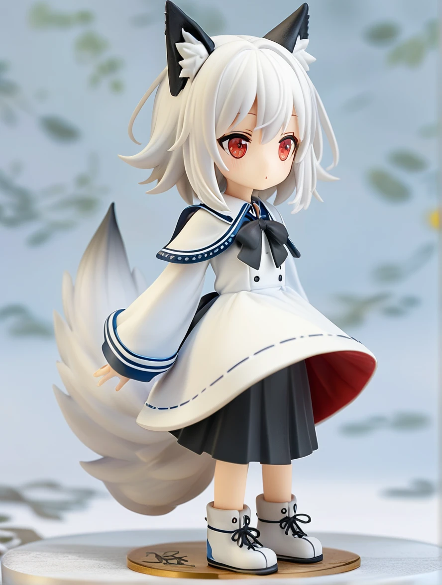 Anime figurine of a girl with white hair and black and white outfit ...