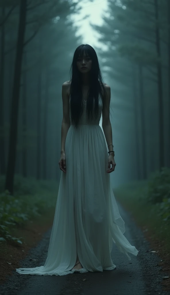 Create A Japanese Scary Slit Mouthed Woman Ghost Standing In The Dark ...