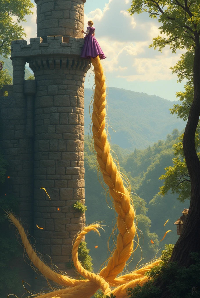 Rapunzel's prince climbing the tower to try to reach it, But when ...
