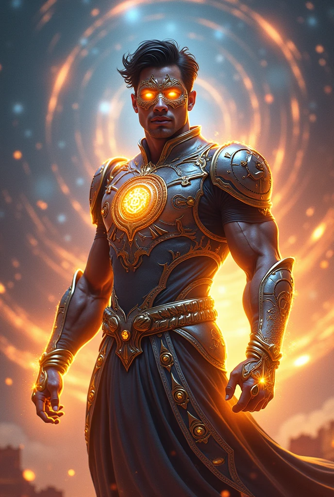 "A young, Indian male superhero with a divine and magical aura - SeaArt AI