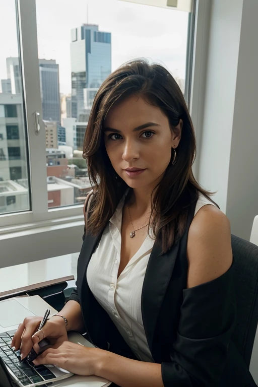 Create a detailed portrait of an Australian female lawyer in a ...