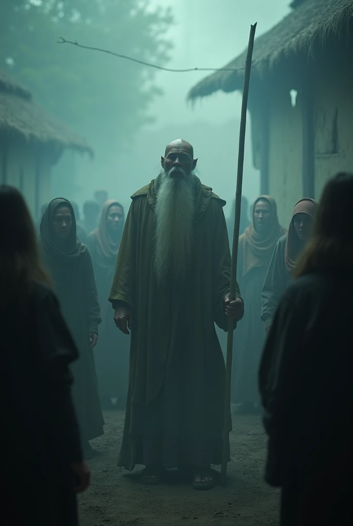 Prompt: "As Goga Ji performs a ritual, the atmosphere becomes eerie ...