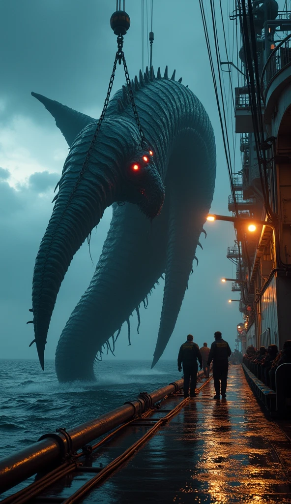 Hyper Realistic Photograph Of A Massive Nightmarish Leviathan From The