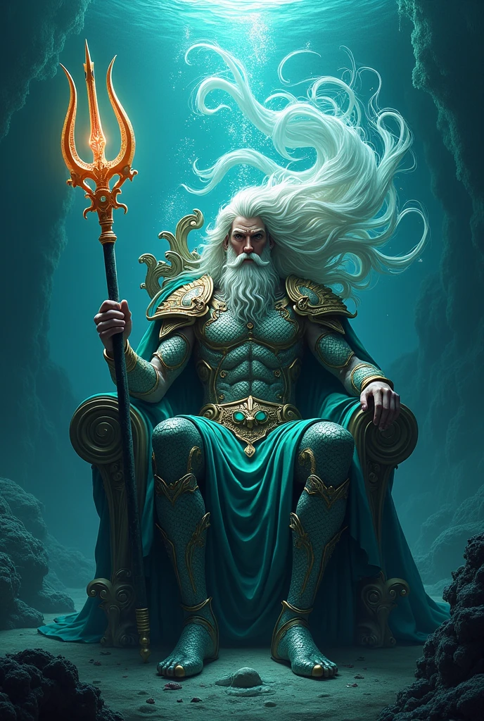 It is the God Neptune seated on his throne in the Sea , with a serious ...