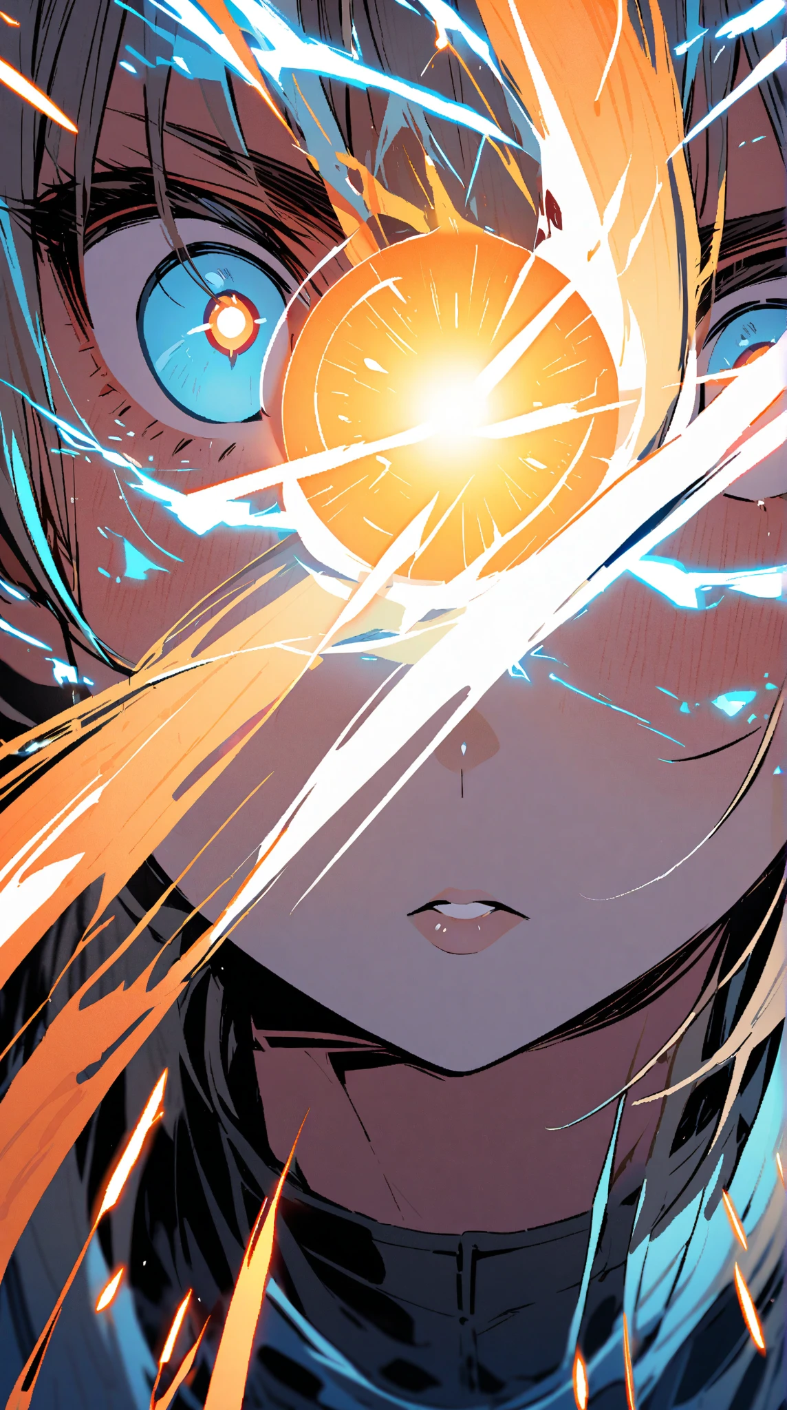 The face looks imponent with the eyes in the shape of a ray - SeaArt AI